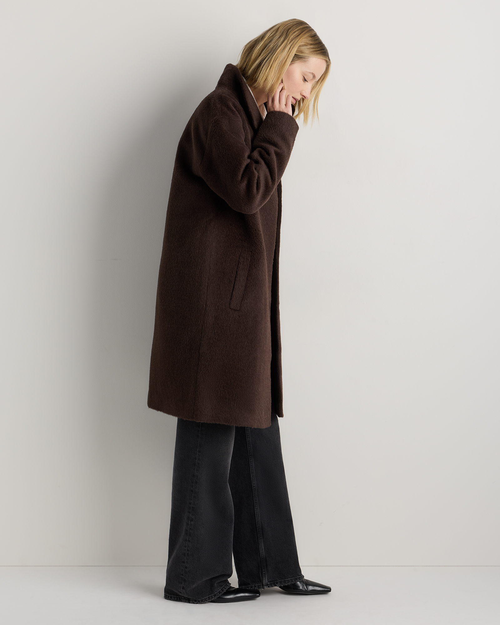 QUINCE Alpaca-Wool Stand Collar Coat